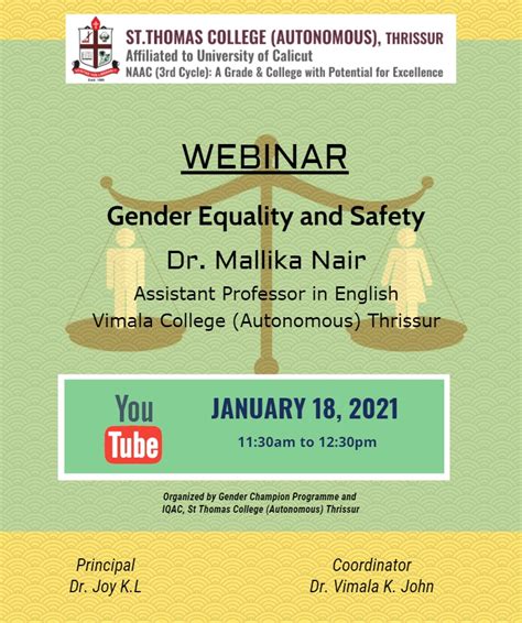 Webinar Gender Equality And Safety St Thomas College Autonomous