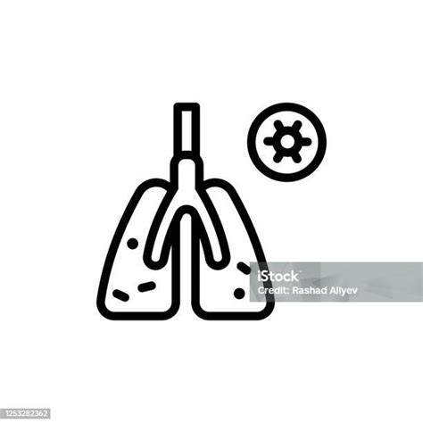 감염된 폐 코로나바이러스 아이콘 간단한 라인 Ui 및 Ux 웹 사이트 또는 모바일 응용 프로그램에 대한 바이러스 성 전염병