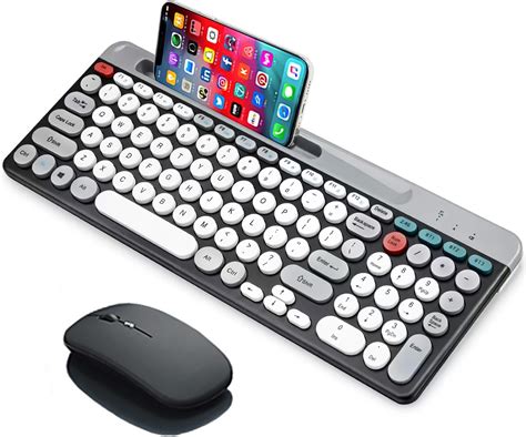 Wireless Keyboard And Mouse Combo With Phone Tablet Holder Rechargeable Dual Mode