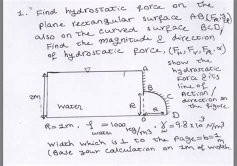 Solved 1 Find Hydrostatic Force On The Plane Rectangular