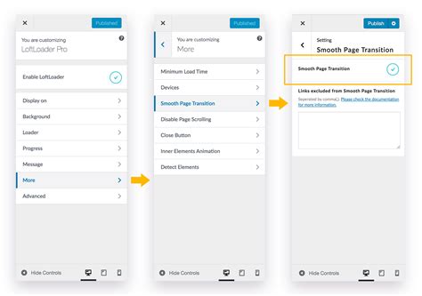 enable smooth page transition loftloader pro documentation
