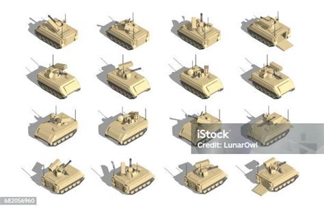 군사 교통 등각 투영 벡터입니다 대공 포탑을 장착한 장갑차 군용 차량에 대한 스톡 벡터 아트 및 기타 이미지 군용 차량 등측투영법 3차원 형태 Istock