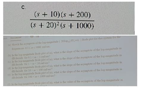 Solved Bode Plot Question Signals And Systems Please Help Chegg Com