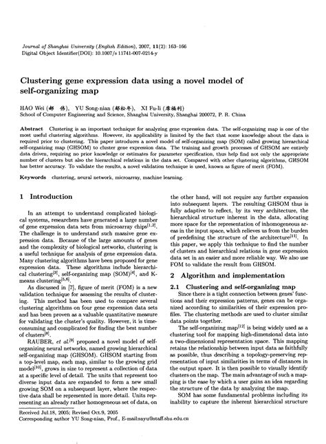 Clustering Gene Expression Data Using A Novel Model Of Self Organizing Mapword文档在线阅读与下载无忧文档