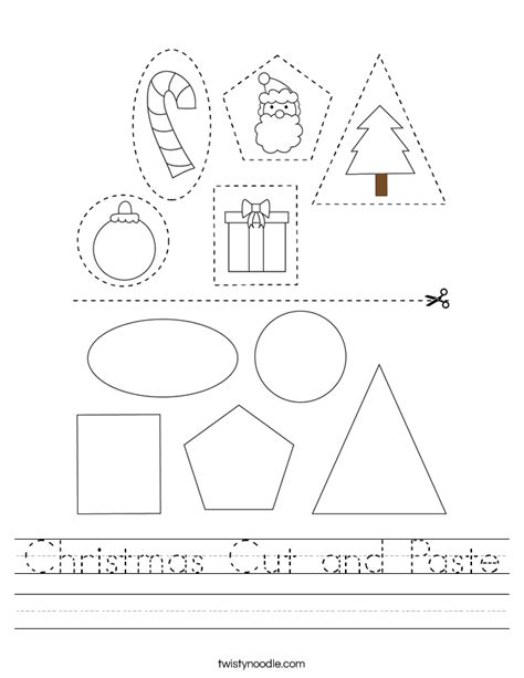 Christmas Cut And Paste Worksheet Twisty Noodle