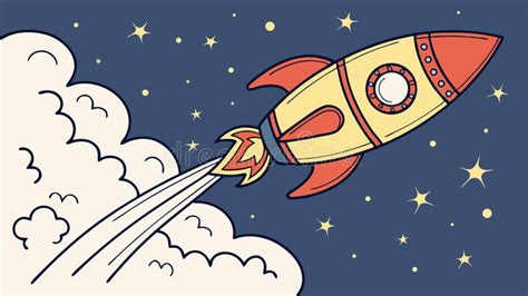 Rocket Launching Into Space Starry Sky Illustration Vector Design Generative Ai Stock Vector
