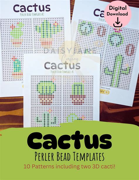 Cactus Perler Bead Hama Bead Fuse Bead Bundle Cactus Flower Potted