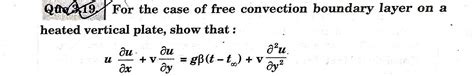 Solved Que19 For The Case Of Free Convection Boundary Layer
