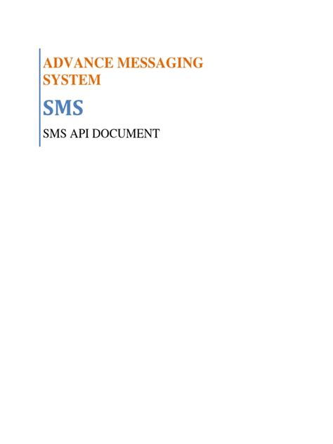Advance Messaging System Sms Api Document Pdf Hypertext Transfer