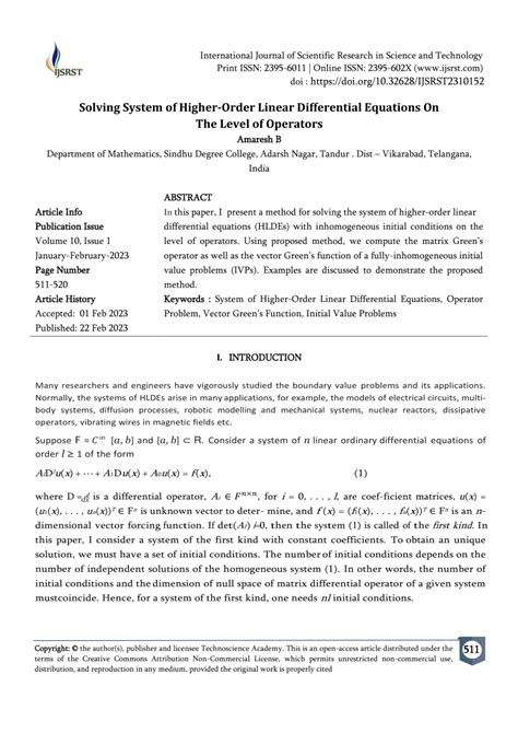 Pdf Solving System Of Higher Order Linear Differential Equations On The Level Of Operators