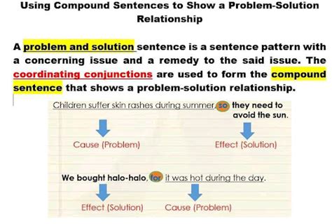 Using Compound Sentences To Show A Problem Solution Relationship A Probl