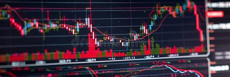 Close Up View Of A Stock Chart Displaying Trading Volume And Price Fluctuations Stock