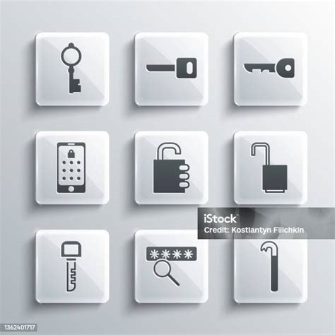 Set Password Protection Crowbar Open Padlock Safe Combination Key Mobile And Graphic Password