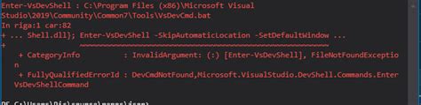 Enter Vsdevshell In Visual Studio Powershell Giving Error Filenotfoundexception Stack