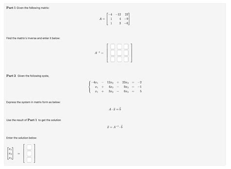 Solved Part 1 Given The Following Matrix Chegg Com