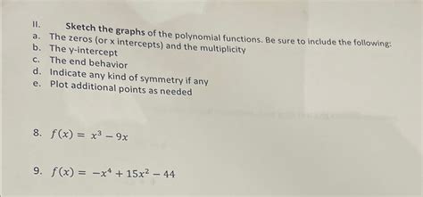 Ii ﻿sketch The Graphs Of The Polynomial Functions