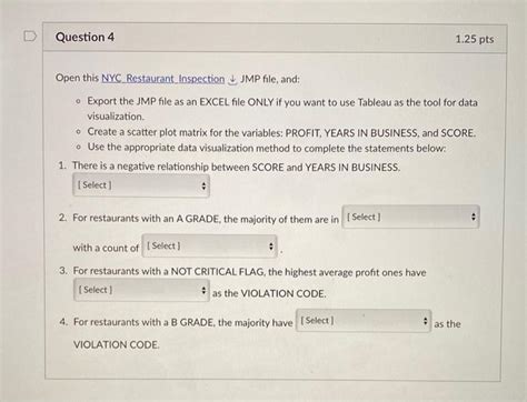 Solved Open This Nyc Restaurant Inspection ↓ Jmp File And