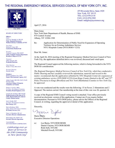 Nyuhc Con Doh Approval Letter