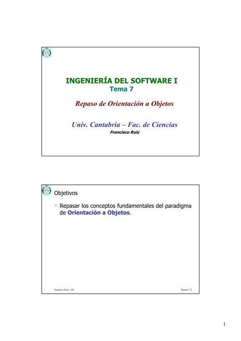 Pdf De Programación IngenierÍa Del Software I Tema 7 Repaso De Orientación A Objetos