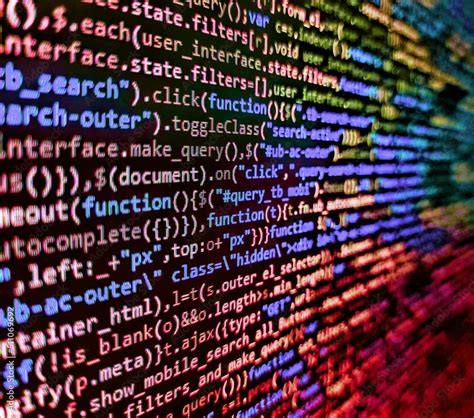 Programming Source Code Abstract Screen Of Software Developer Code Of Javascript Language On