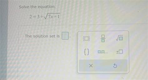 solved solve the equation 2 3 7x 1 the solution set is