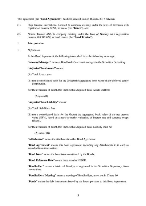 Bond Agreement Template