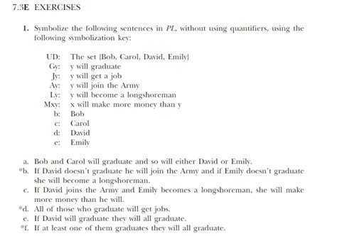Solved 73e Exercises 1 Symbolize The Following Sentences