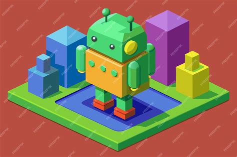 A Customdesigned Android Figure Stands Confidently Among Colorful