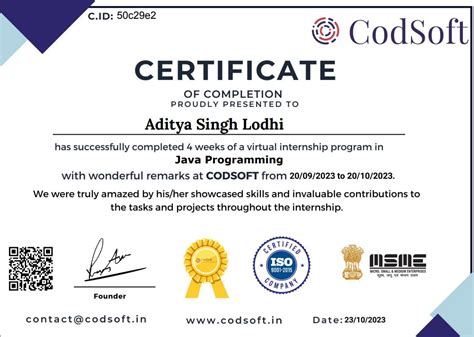 Aditya Singh Lodhi On Linkedin Codsoft Javainternship
