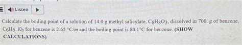 Solved Calculate The Boiling Point Of A Solution Of G Chegg
