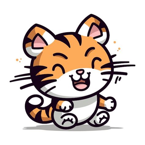 귀여운 만화 호랑이 바탕에 고립된 터 일러스트레이션 프리미엄 벡터 귀여운 만화 호랑이 바탕에 고립된 터 일러스트레이션 프리미엄 벡터