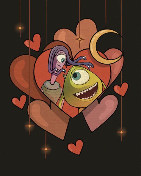 만화 픽사 몬스터 주식회사 발렌타인 데이 기념 일러스트