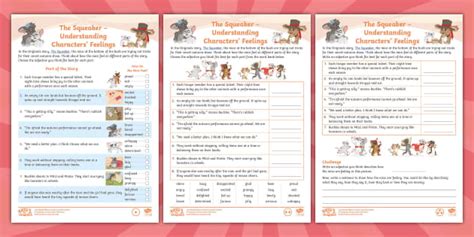 The Squeaker Understanding Characters Feelings Activity