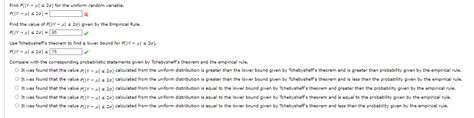 Find P∣γ−μ∣≤2σ For The Uniform Random Variable