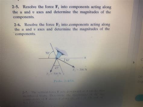 Solved 2 5 Resolve The Force F Into Components Acting Chegg Com