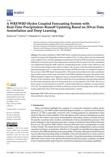 Pdf A Wrf Wrf Hydro Coupled Forecasting System With Real Time Precipitation Runoff Updating