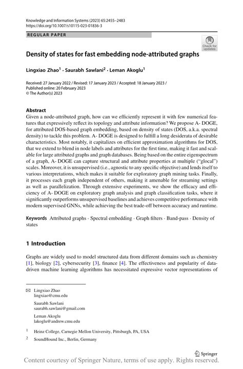 Pdf Density Of States For Fast Embedding Node Attributed Graphs