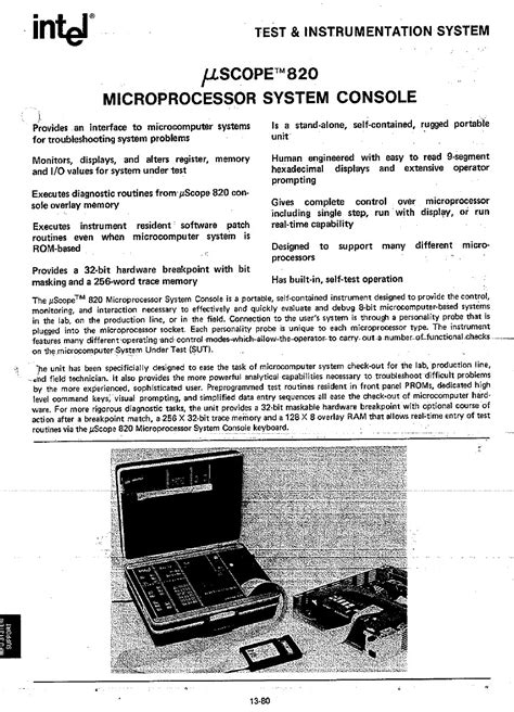 Intel Uscope 820 Documentation Bits Of The Golden Age