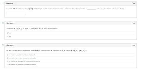 Solved Question 3 1 Pts Assume A 7b The Relation On The Set Chegg Com