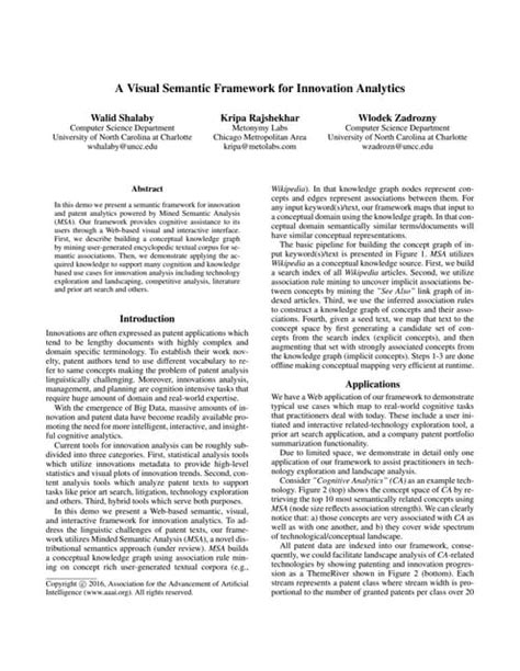 Aaai 2016 A Visual Semantic Framework For Innovation Analytics Pdf