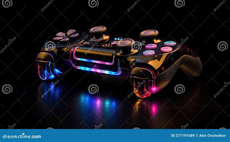 Vibrant Gaming Controller On Dark Background For Gamers Stock