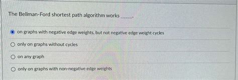 Solved The Bellman Ford Shortest Path Algorithm Works On