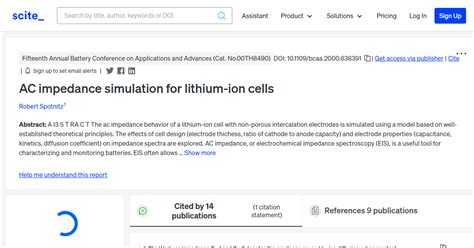 Ac Impedance Simulation For Lithium Ion Cells