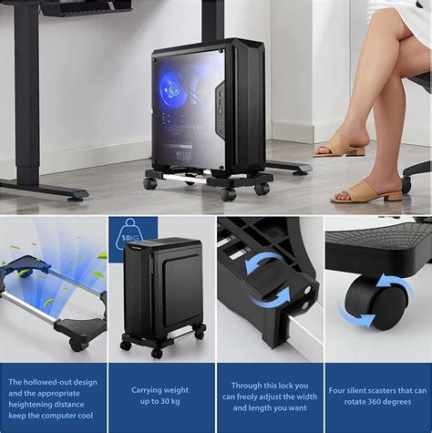 Computer Tower Stand Adjustable Mobile Cpu Stand With Rolling Caster