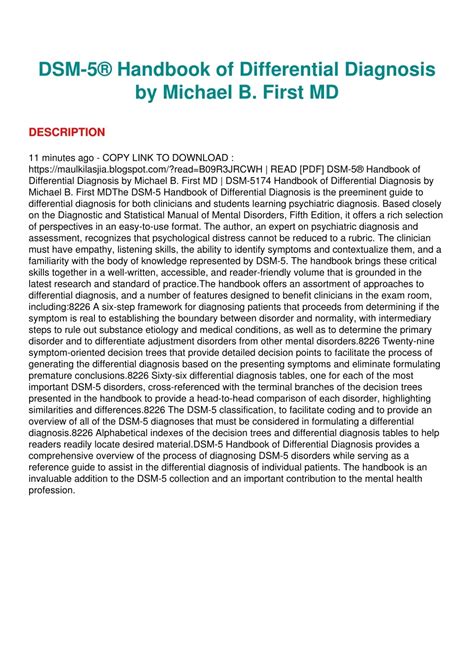 PPT PDF BOOK DOWNLOAD DSM 5 Handbook Of Differential Diagnosis By Michael B F PowerPoint