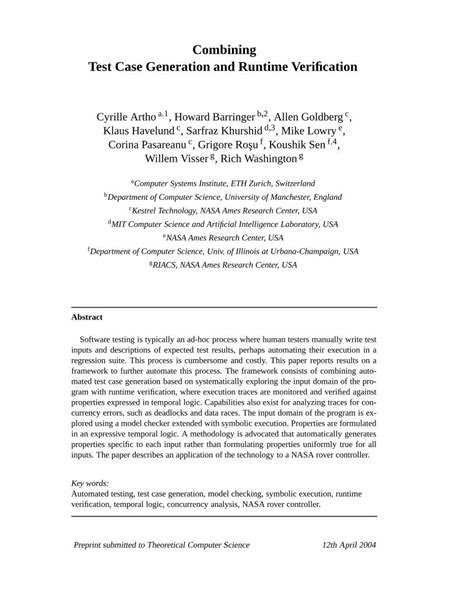 Pdf Combining Test Case Generation And Runtime Combining Test Case