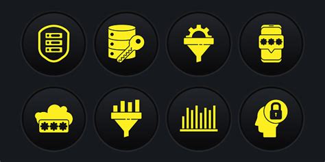 Set Password Protection Mobile And Password Sales Funnel With Chart Pie Infographic Gear Server