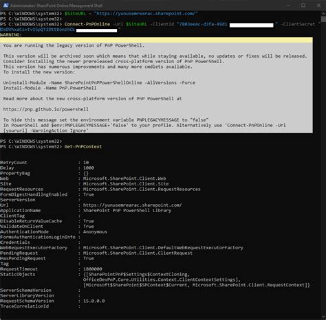 sharepoint online da pnp powershell e appid ve appsecret kullanarak
