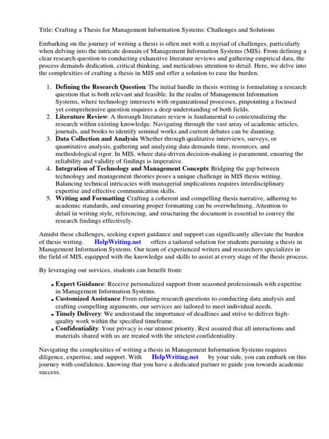 Sample Thesis For Management Information System Pdf