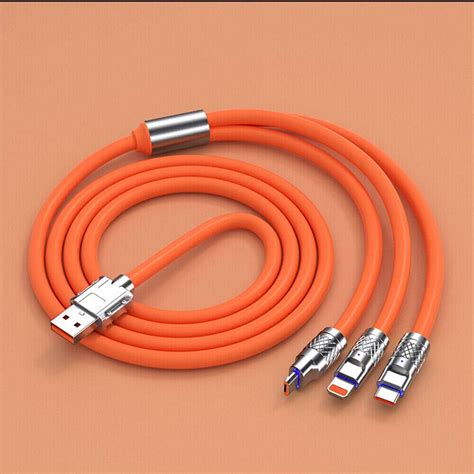 Fast Charging Data Cable 3 In 1 Lightning Type C And Micro Usb 6a 120w Makers Electronics